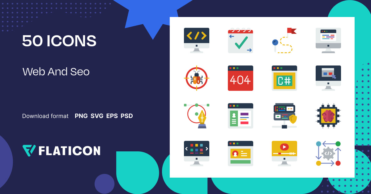 Web And Seo Icon Pack | Flat | 50 .SVG Icons