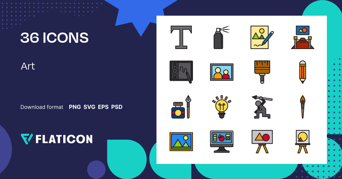 Art Icon Pack | Lineal Color | 36 .SVG Icons