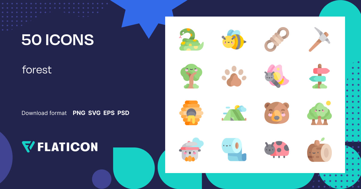 Forest Icon Pack | Flat | 50 .SVG Icons