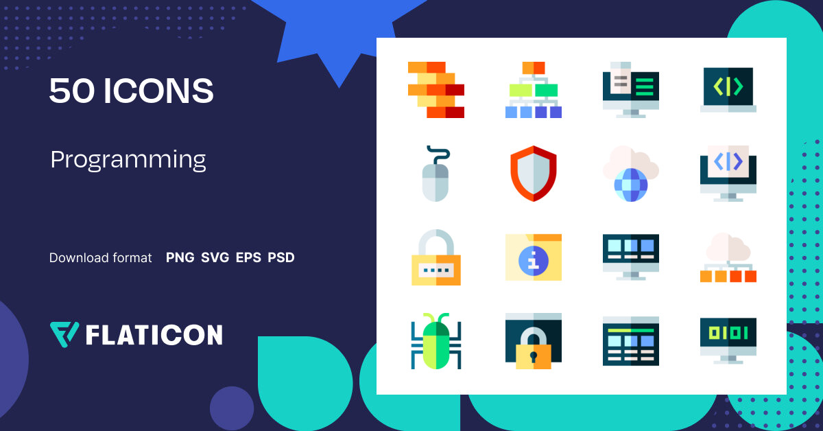 Programming Icon Pack | Flat | 50 .SVG Icons