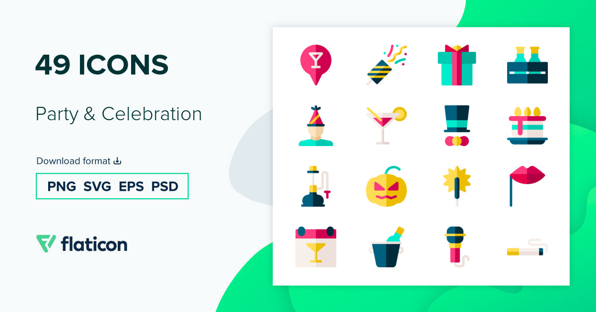 Party & Celebration Icon Pack | Flat | 49 .SVG Icons