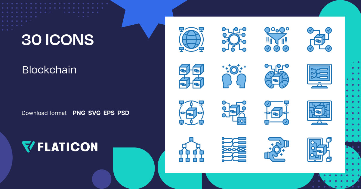 Blockchain Icon Pack | Blue | 30 .SVG Icons