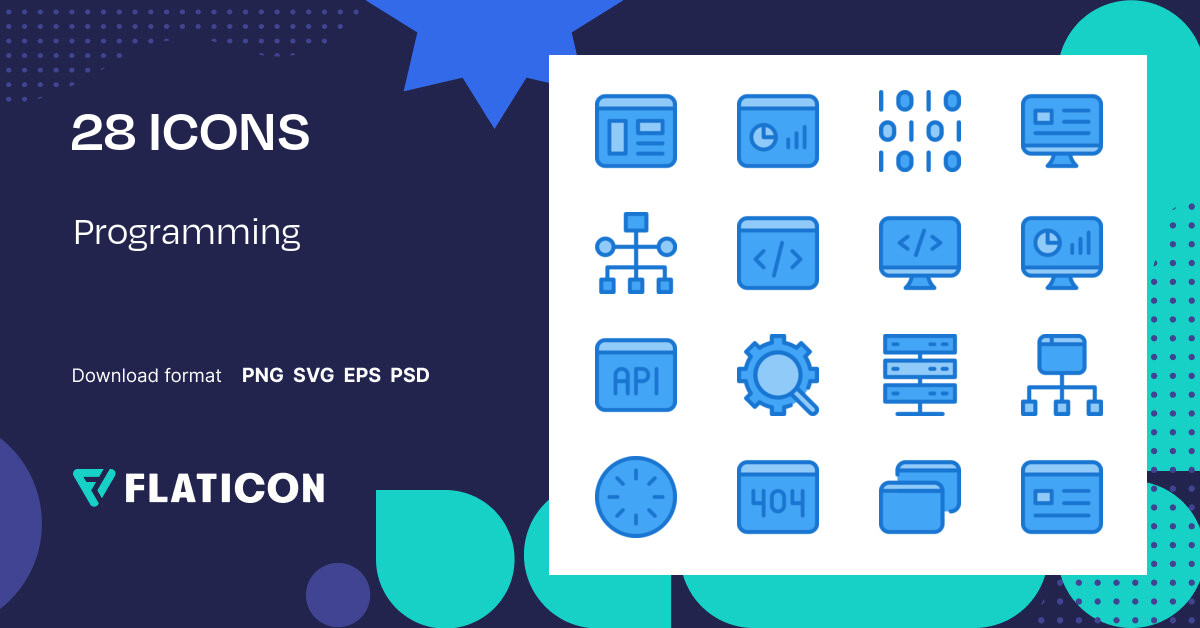 Programming Icon Pack | Blue | 28 .SVG Icons