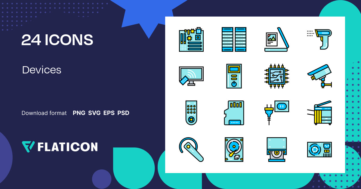 Devices Icon Pack | Lineal Color | 24 .SVG Icons