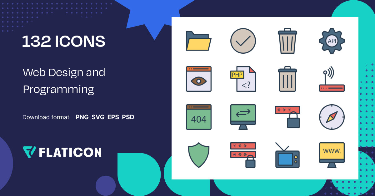 Web Design and Programming Icon Pack | Lineal Color | +130 .SVG Icons