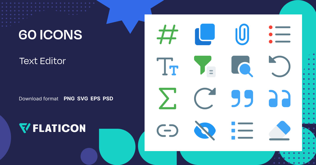 Text Editor Icon Pack | Flat | 60 .SVG Icons