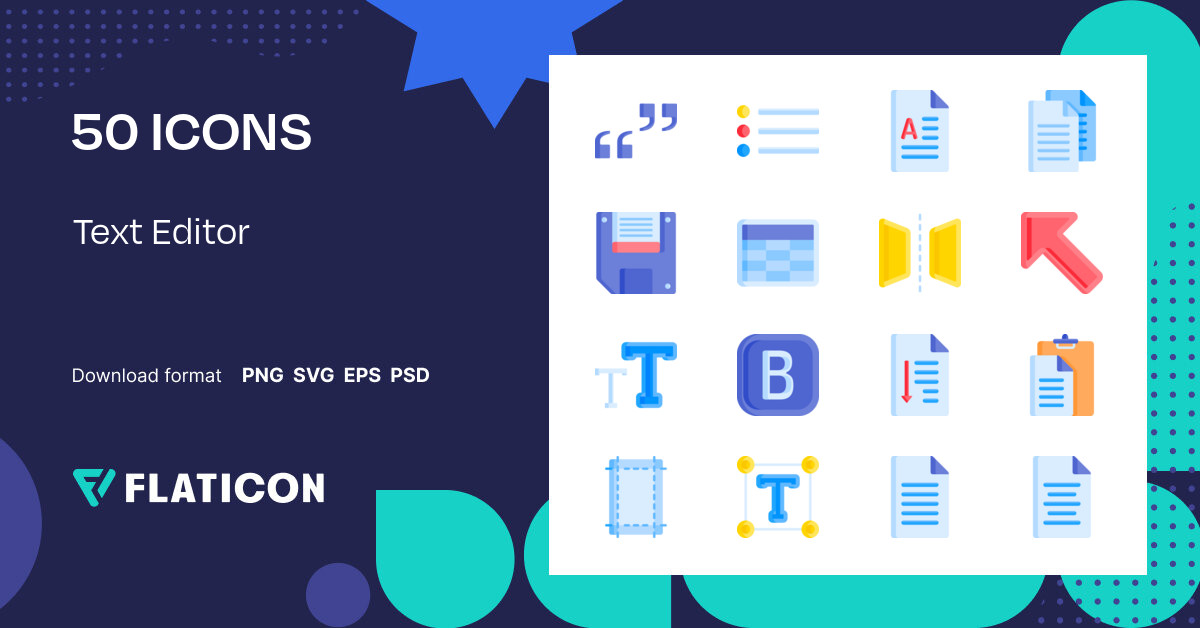 Text Editor Icon Pack | Flat | 50 .SVG Icons