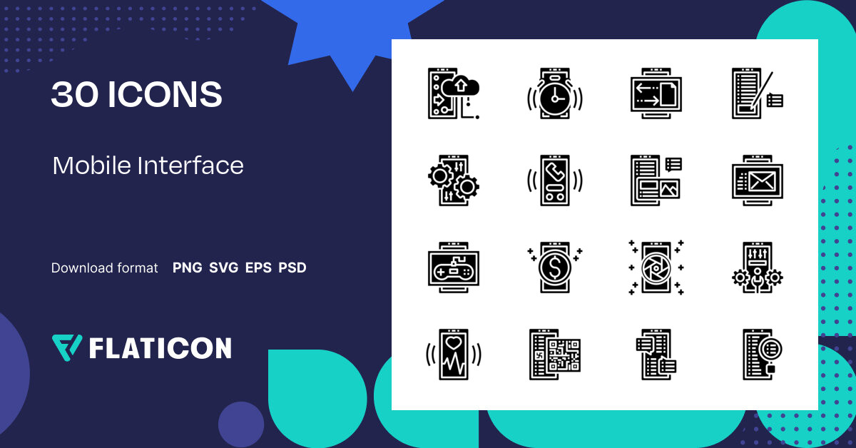 Mobile Interface Icon Pack | Solid | 30 .SVG Icons