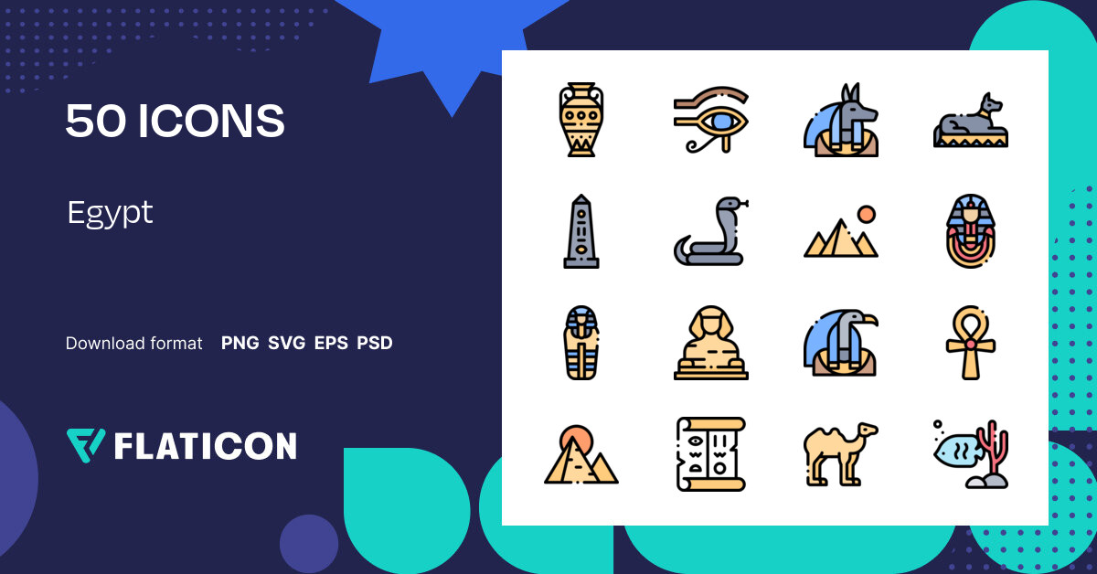Egypt Icon Pack | Lineal color | 50 .SVG Icons