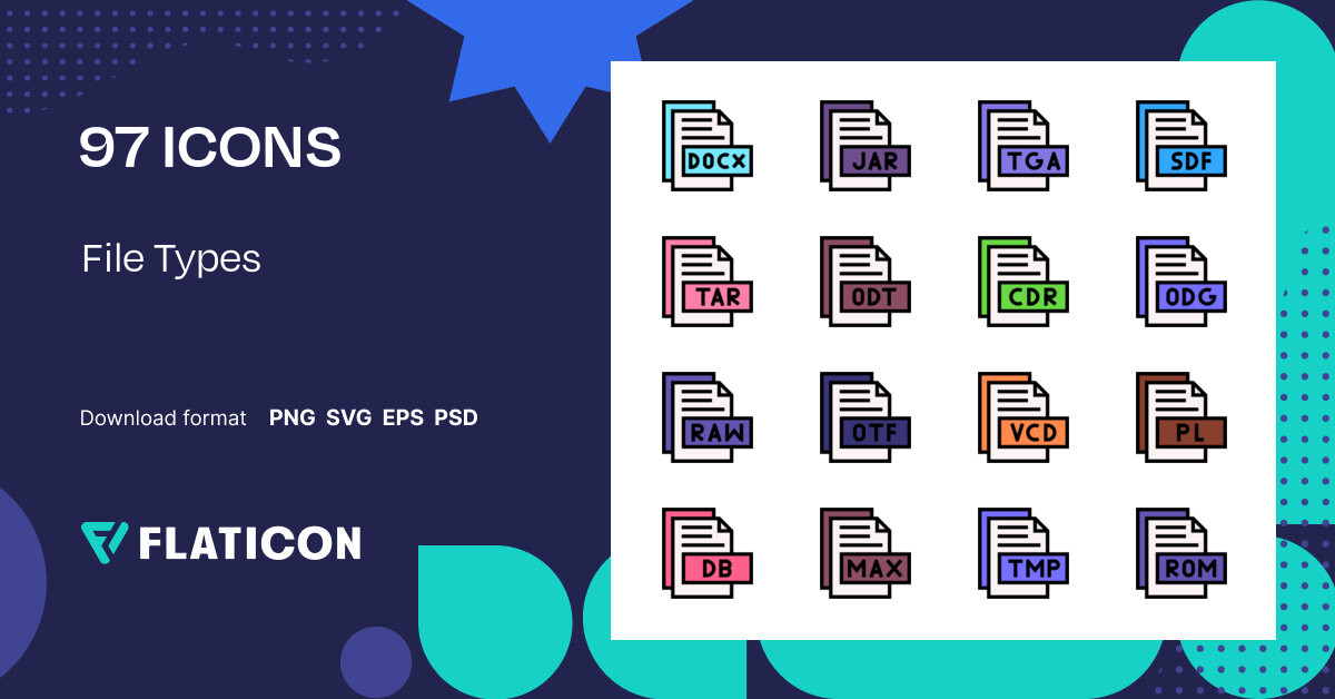 File Types Icon Pack | Color lineal-color | 97 .SVG Icons