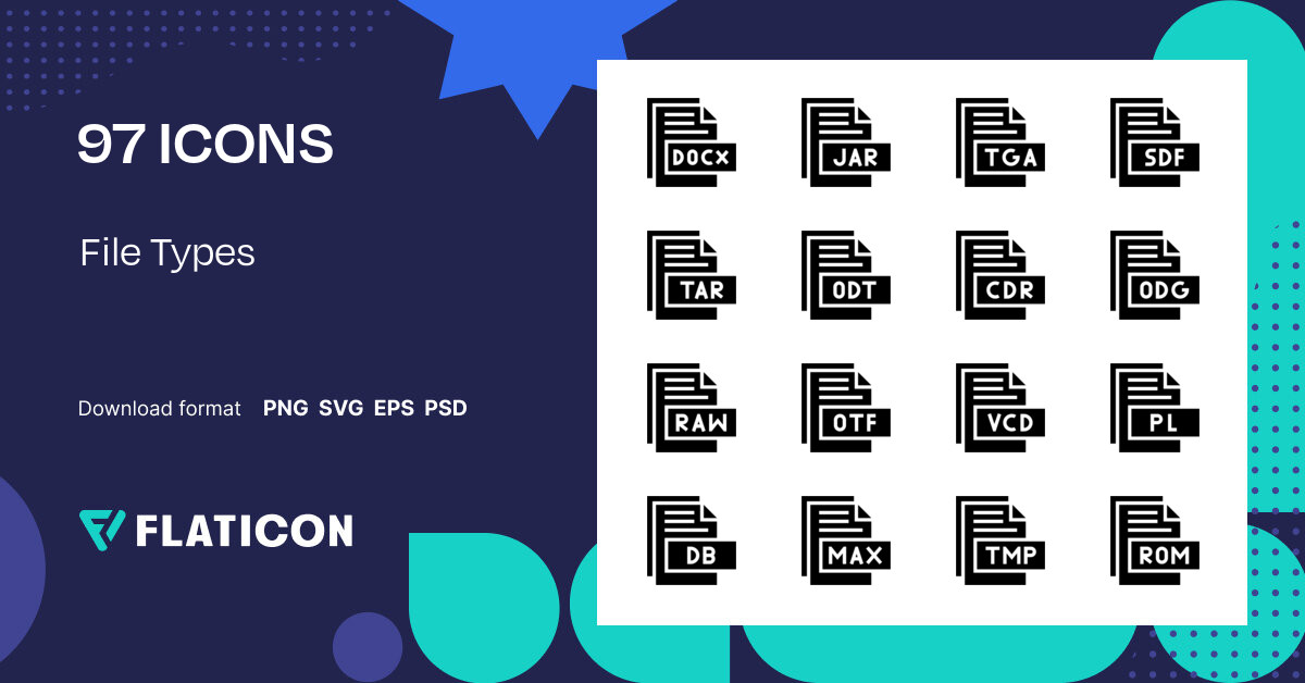 File Types Icon Pack | Black fill | 97 .SVG Icons