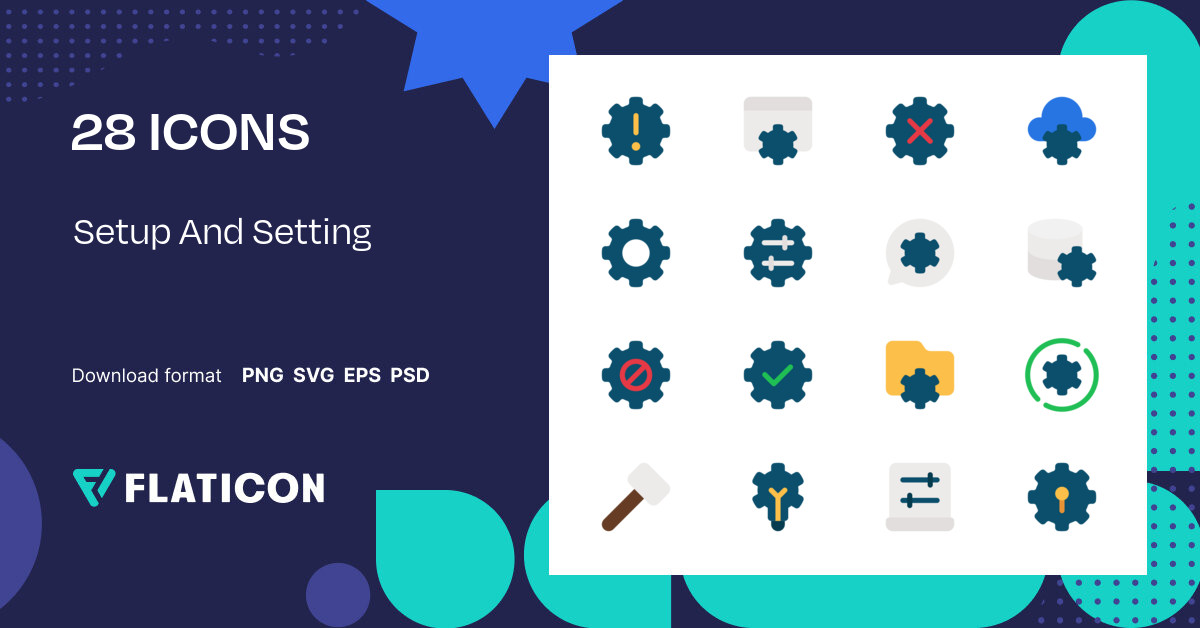 Setup And Setting Icon Pack | Color fill | 28 .SVG Icons