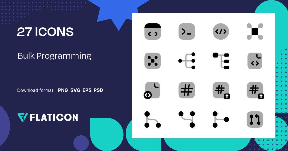 Bulk Programming Icon Pack | Color fill | 27 .SVG Icons