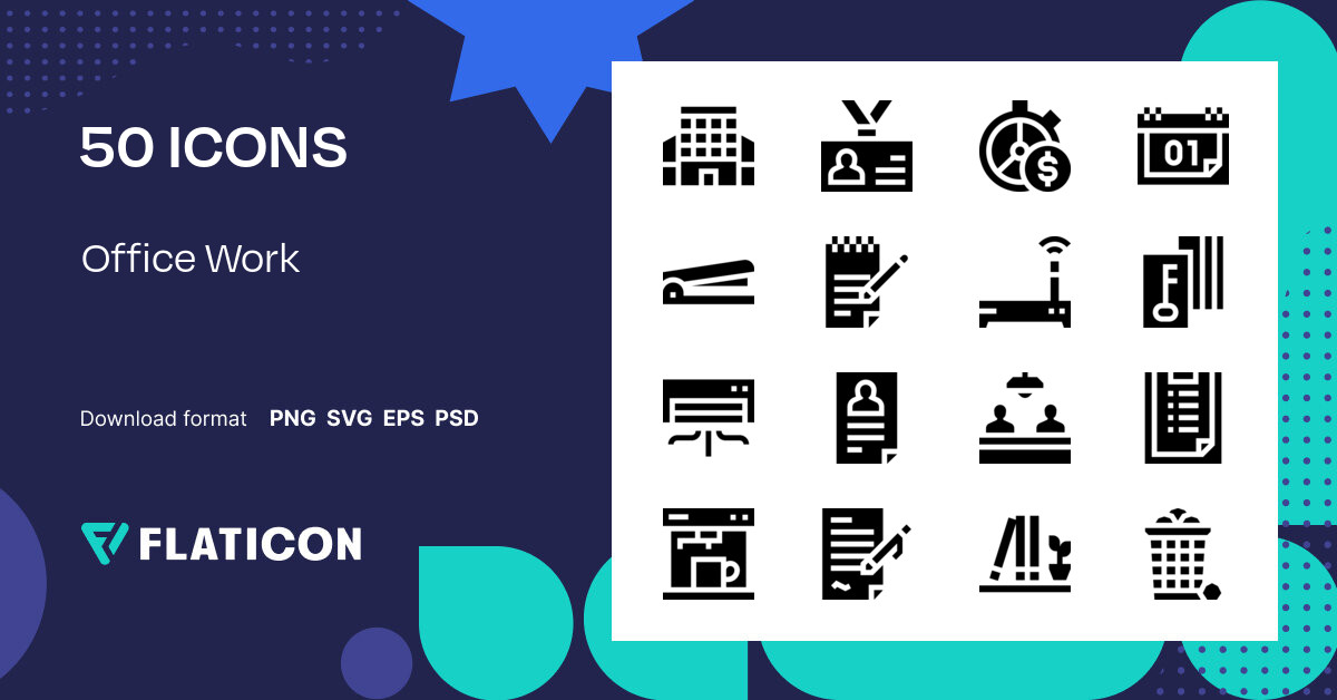 Office Work Icon Pack | Filled | 50 .SVG Icons