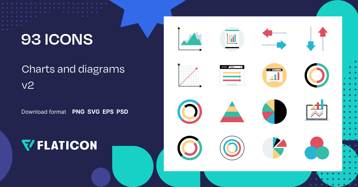 Charts and diagrams v2 Icon Pack | 93 .SVG Icons