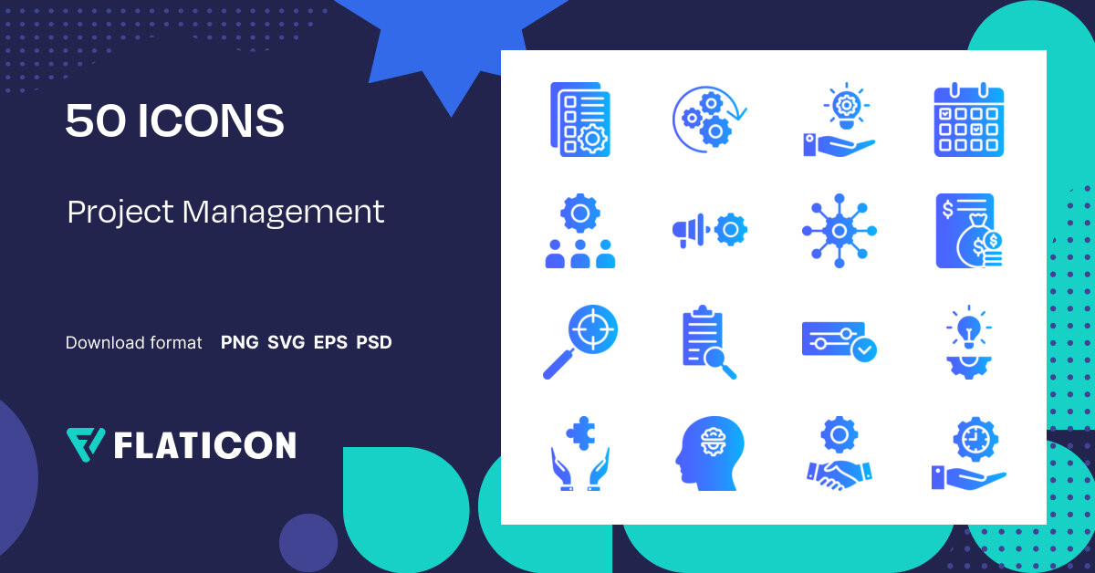 Project Management Icon Pack | Gradient fill | 50 .SVG Icons