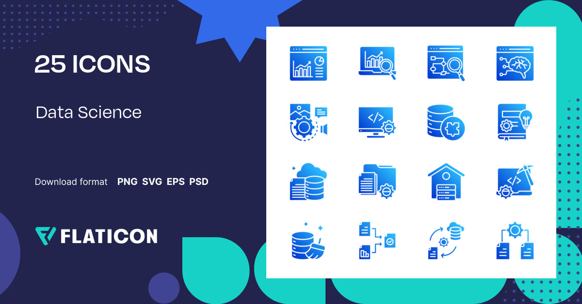 Data Science Icon Pack | Gradient fill | 25 .SVG Icons