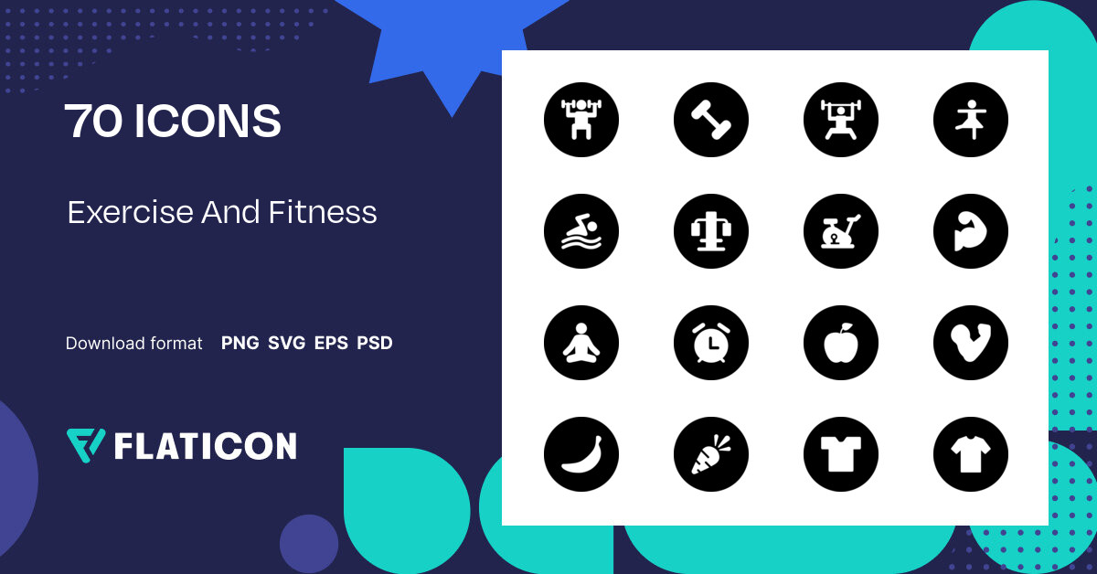 Exercise And Fitness Icon Pack | Black fill | 70 .SVG Icons