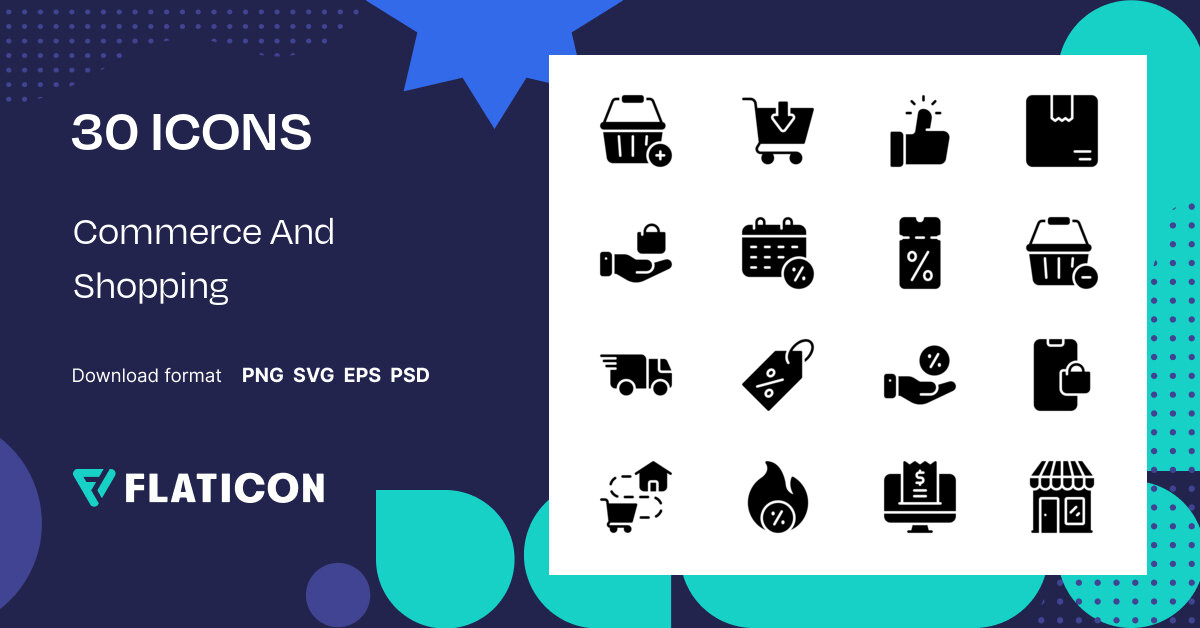 Commerce And Shopping Icon Pack | Black fill | 30 .SVG Icons
