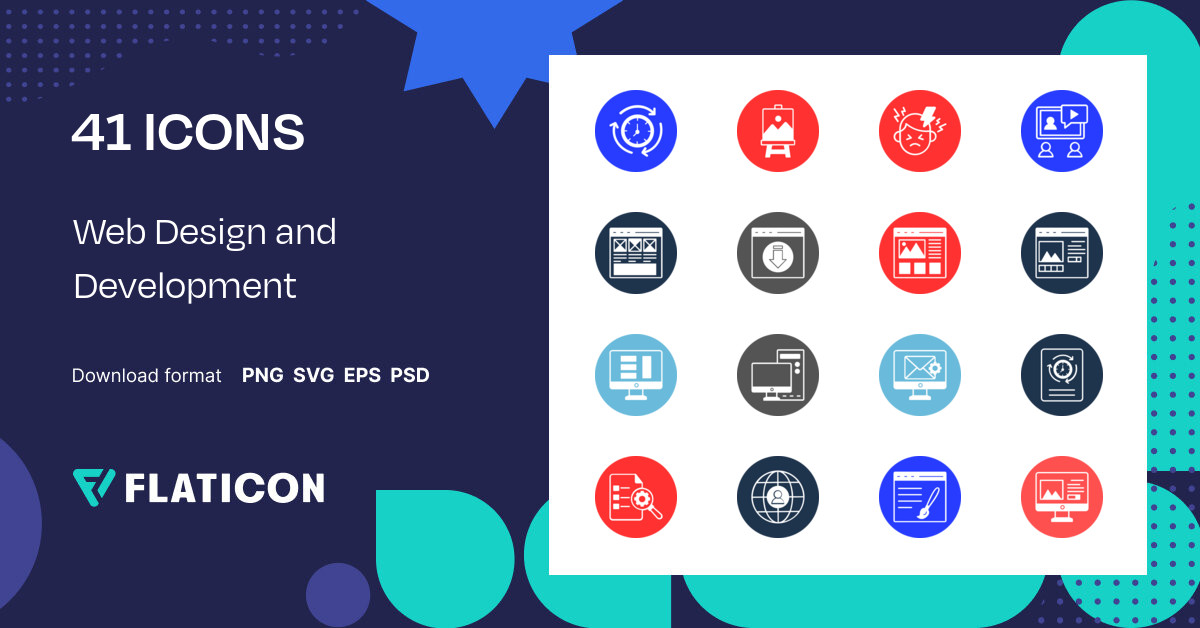 Web Design and Development Icon Pack | Color fill | 41 .SVG Icons