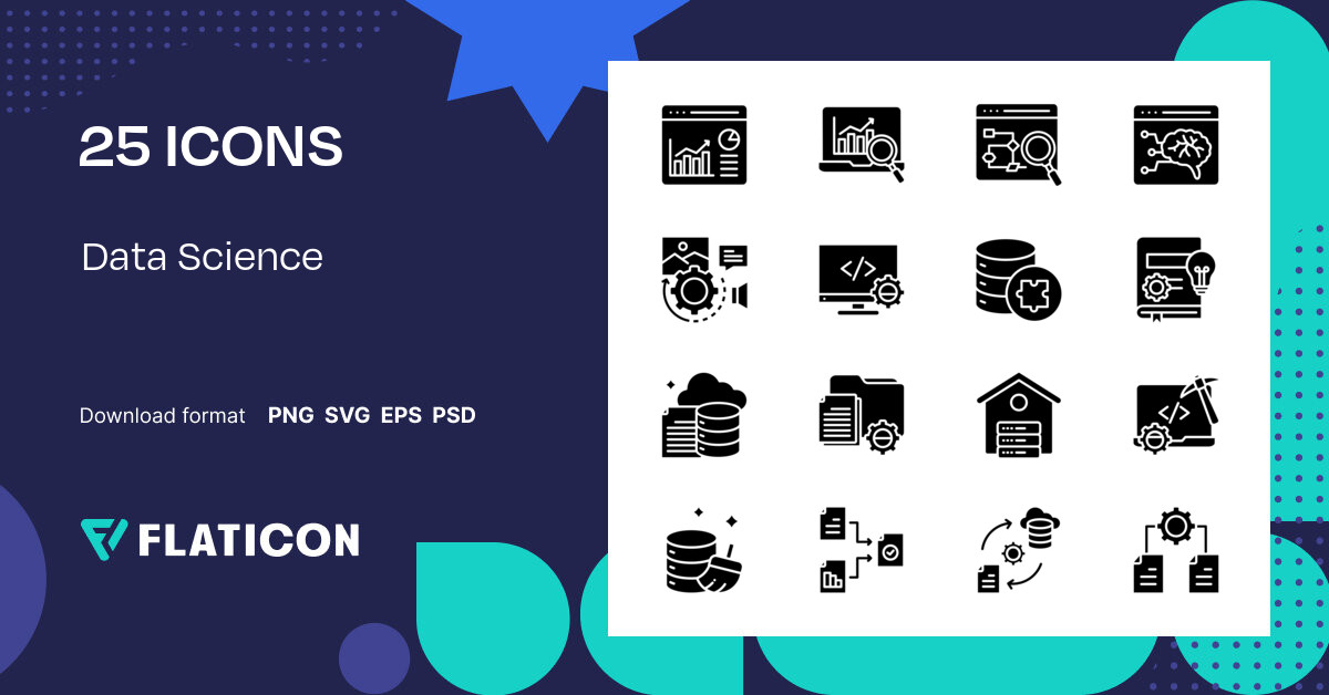 Data Science Icon Pack | Black fill | 25 .SVG Icons