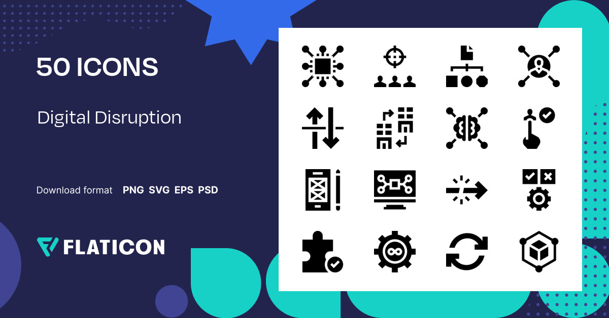 Digital Disruption Icon Pack | Filled | 50 .SVG Icons
