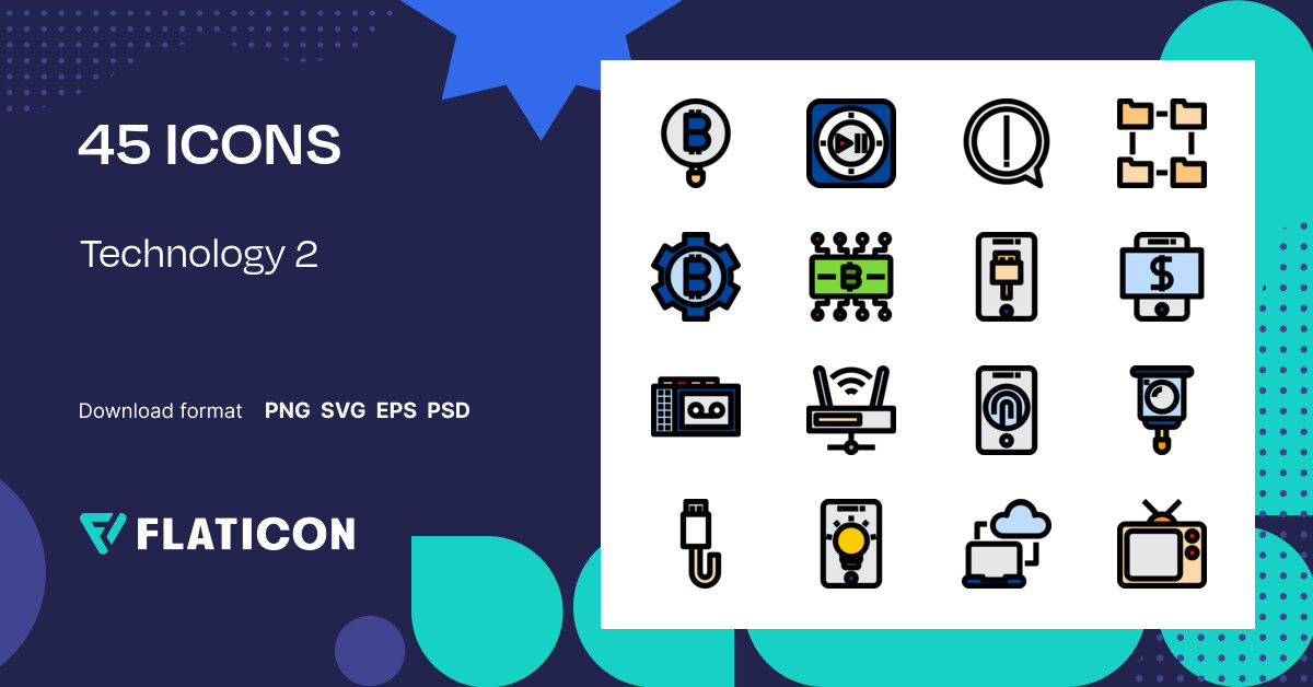 Technology 2 Icon Pack | Color lineal-color | 45 .SVG Icons