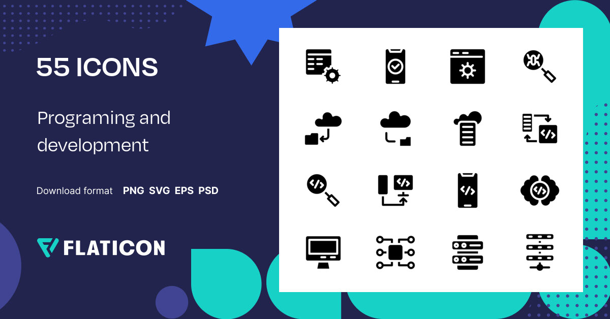 Programing and development Icon Pack | Black fill | 55 .SVG Icons