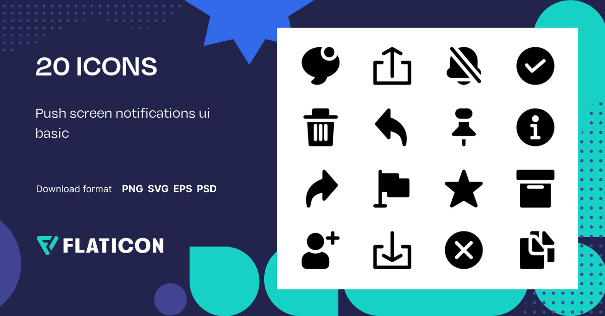 Push screen notifications ui basic Icon Pack | 20 .SVG Icons