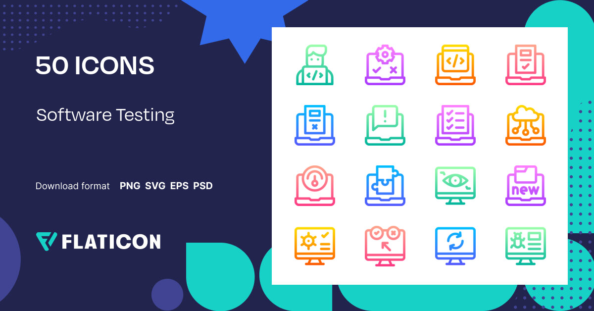 Software Testing Icon Pack | Lineal color | 50 .SVG Icons