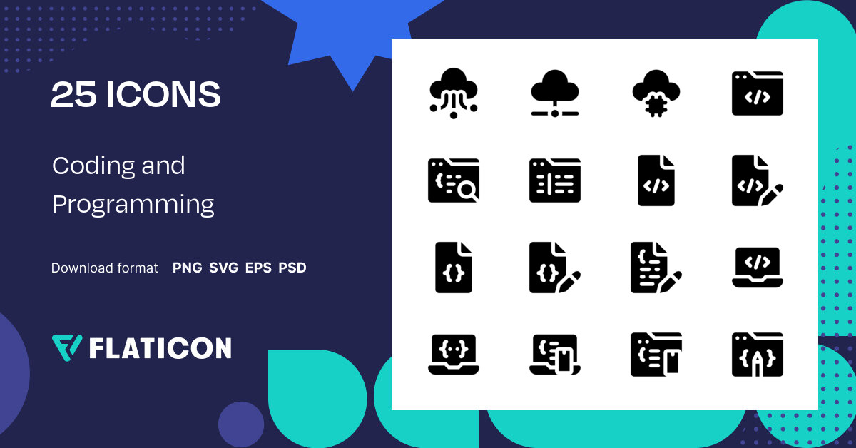 Coding and Programming Icon Pack | Black fill | 25 .SVG Icons