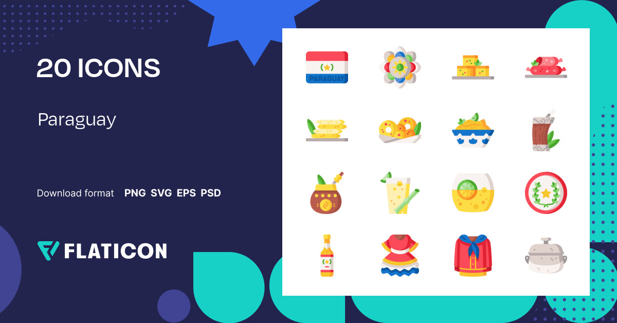 Paraguay Icon Pack | Flat | 20 .SVG Icons