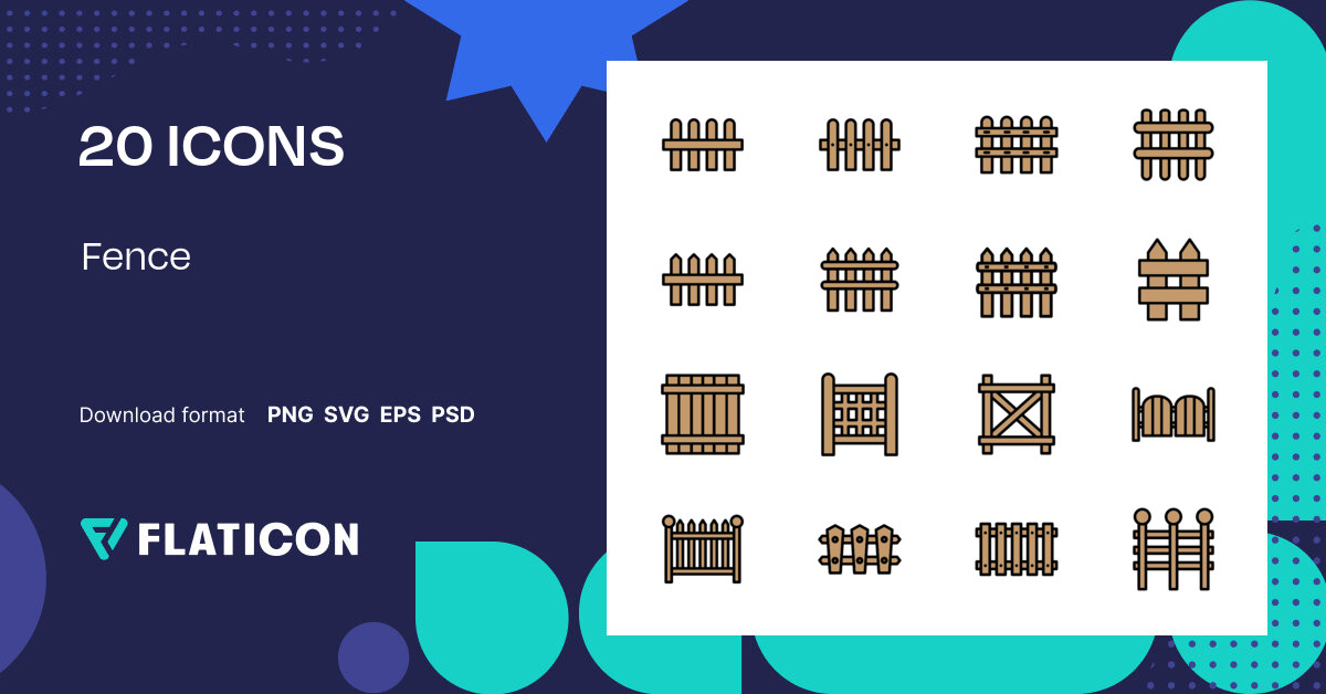 Fence Icon Pack | Color lineal-color | 20 .SVG Icons