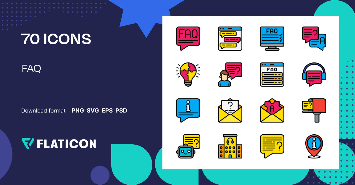 FAQ Icon Pack | Lineal Color | 70 .SVG Icons