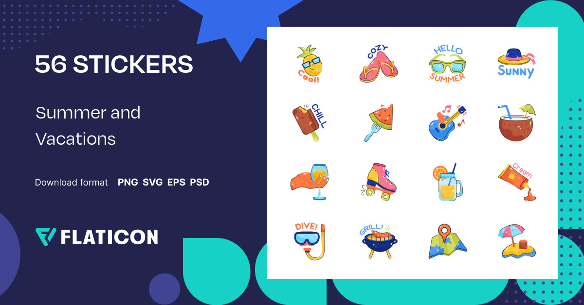 Pack of free Summer and Vacations stickers (SVG, PNG) | Flaticon