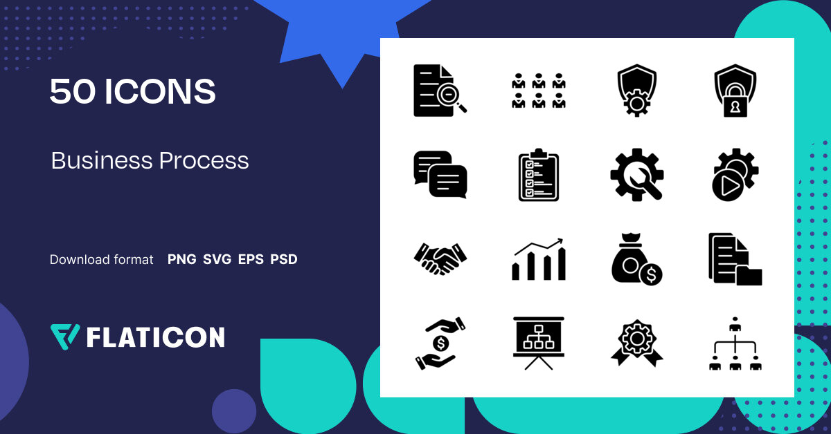 Business Process Icon Pack | Black fill | 50 .SVG Icons