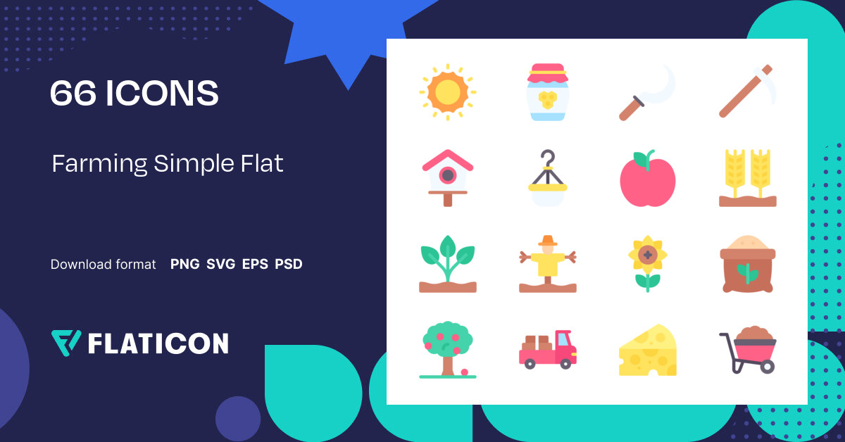 Farming Simple Flat Icon Pack | Color fill | 66 .SVG Icons