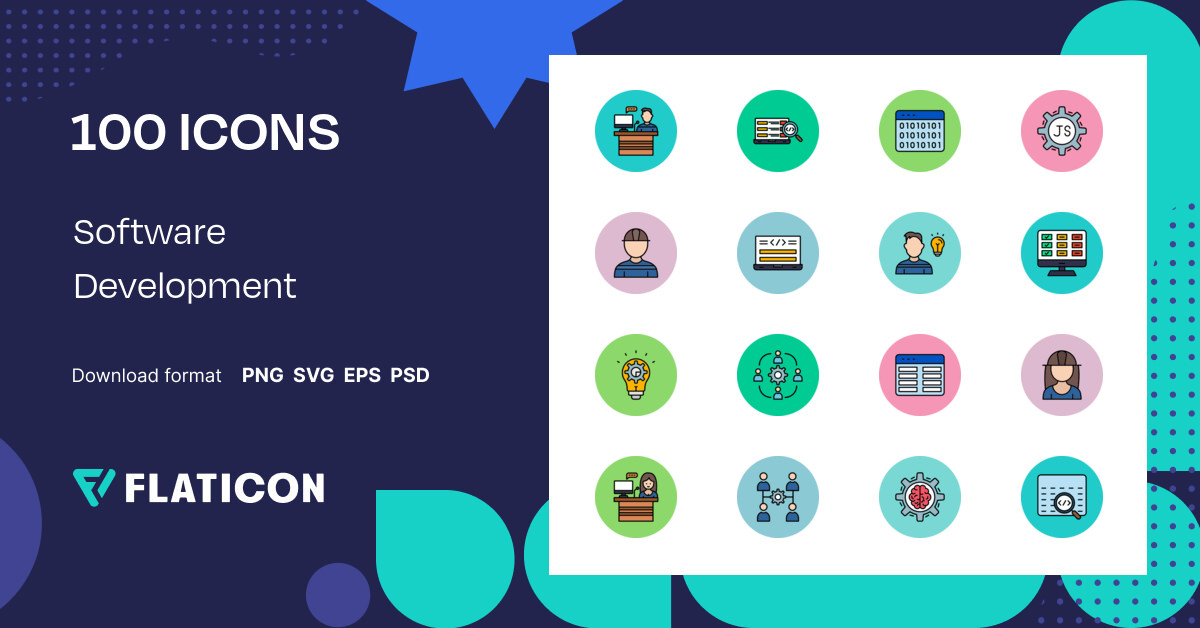 Software Development Icon Pack | Color lineal-color | 100 .SVG Icons