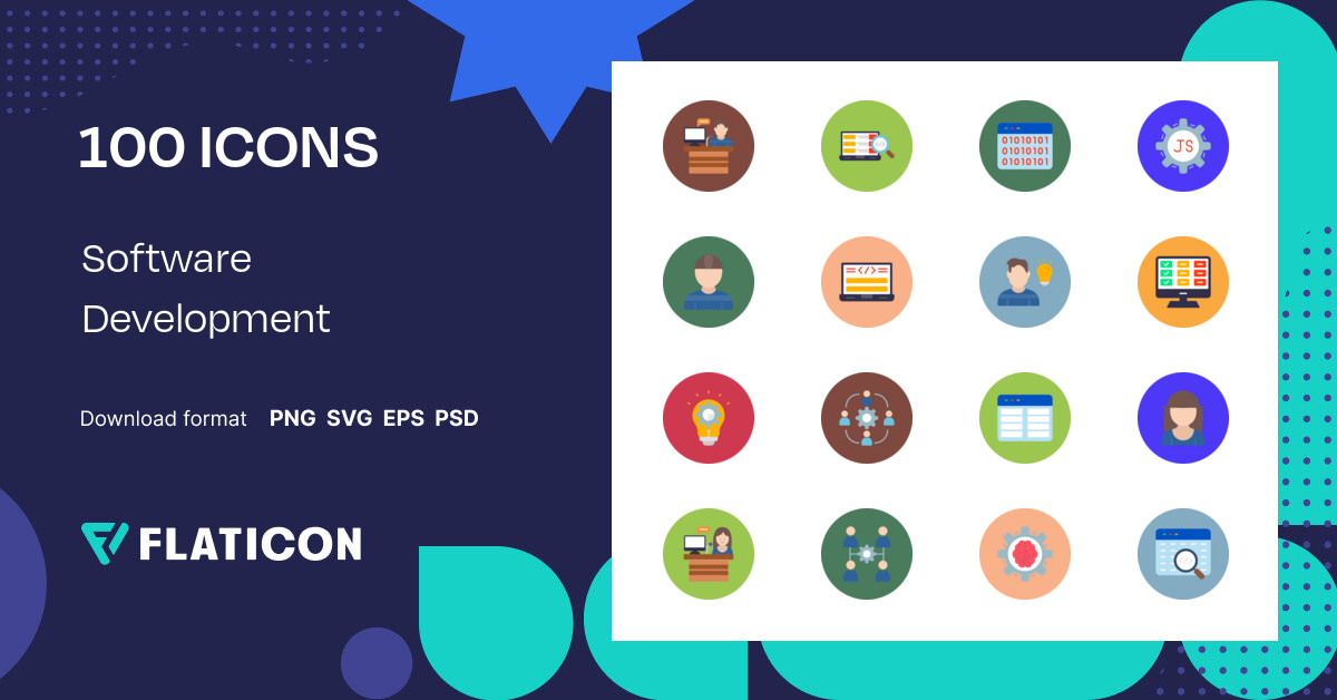 Software Development Icon Pack | Color fill | 100 .SVG Icons