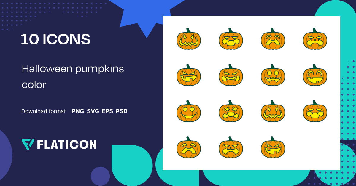 Halloween pumpkins color Icon Pack | Color lineal-color | 10 .SVG Icons