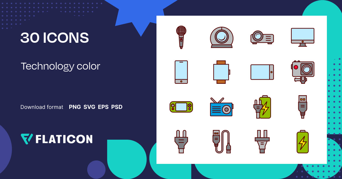 Pack de iconos Technology color | Color lineal-color | 30 Iconos .SVG