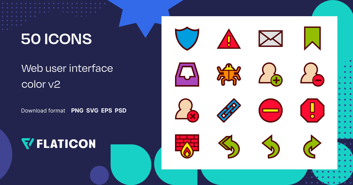 Web user interface color v2 Icon Pack | Color lineal-color | 50 .SVG Icons
