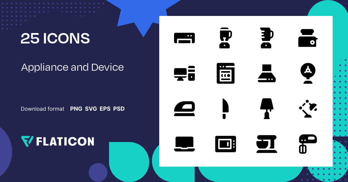 Appliance and Device Icon Pack | Black fill | 25 .SVG Icons