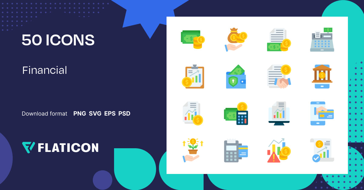 Financial Icon Pack | Color fill | 50 .SVG Icons