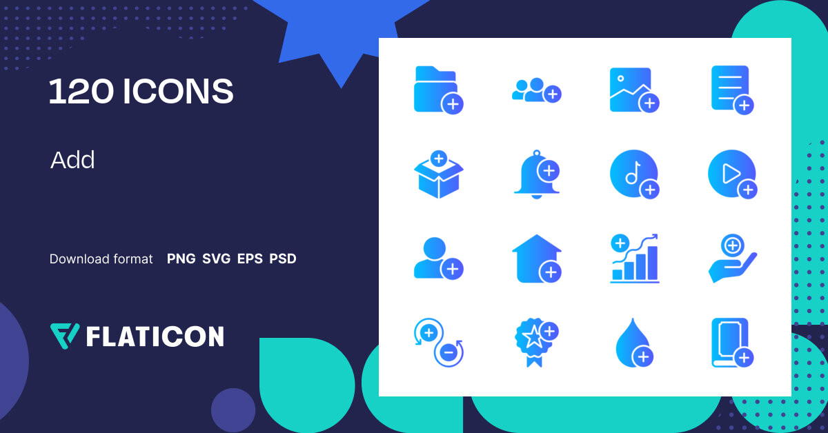 Add Icon Pack | Gradient fill | 120 .SVG Icons