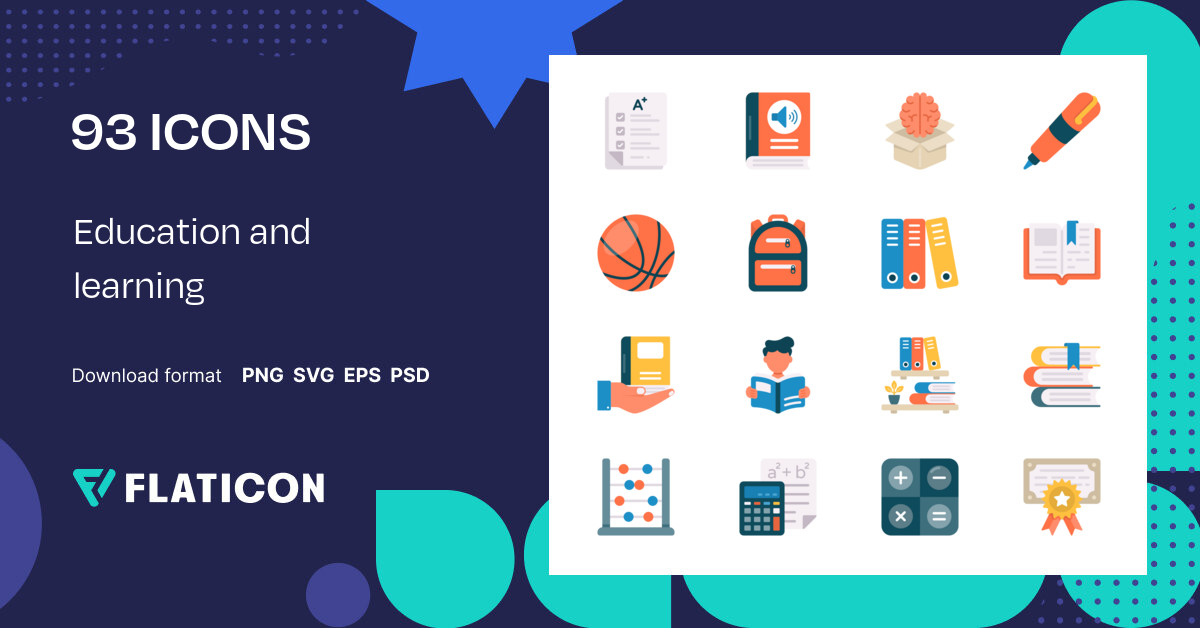 Education and learning Icon Pack | Color fill | 93 .SVG Icons