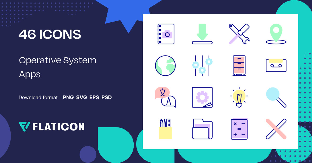 Operative System Apps Icon Pack | Color lineal-color | 46 .SVG Icons
