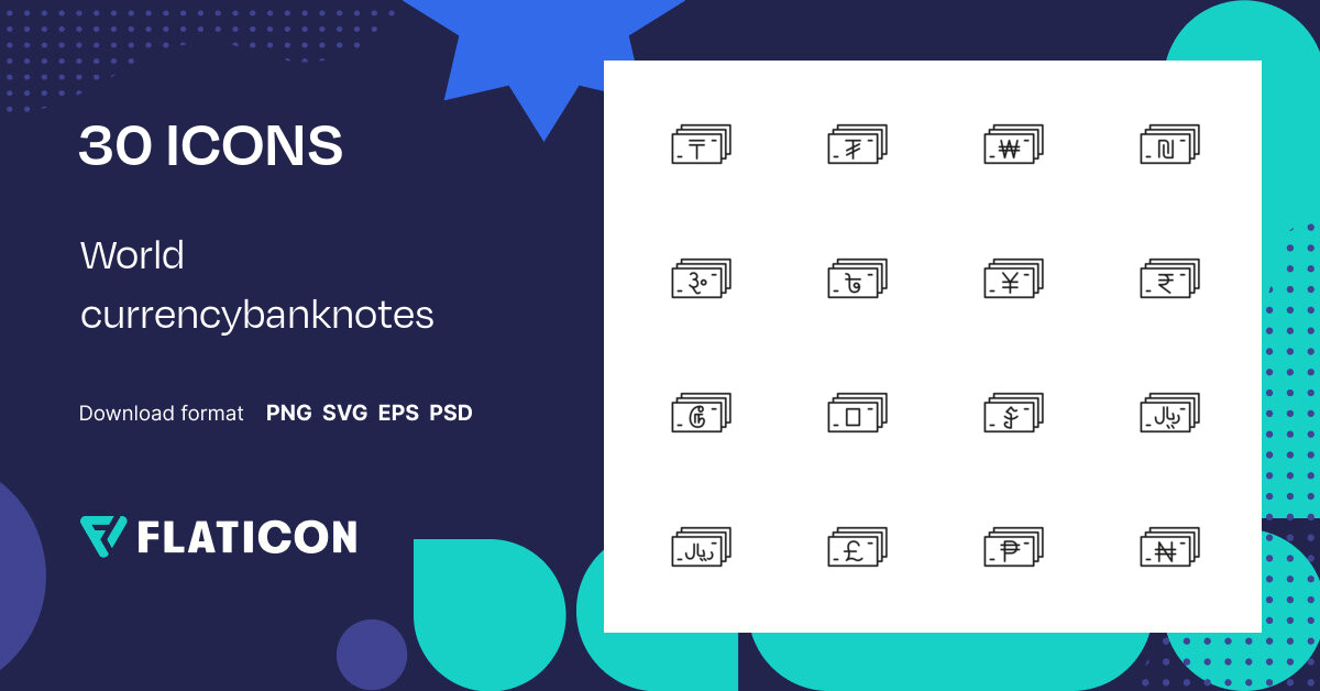 World Currencybanknotes Icon Pack Outline 30 Svg Icons