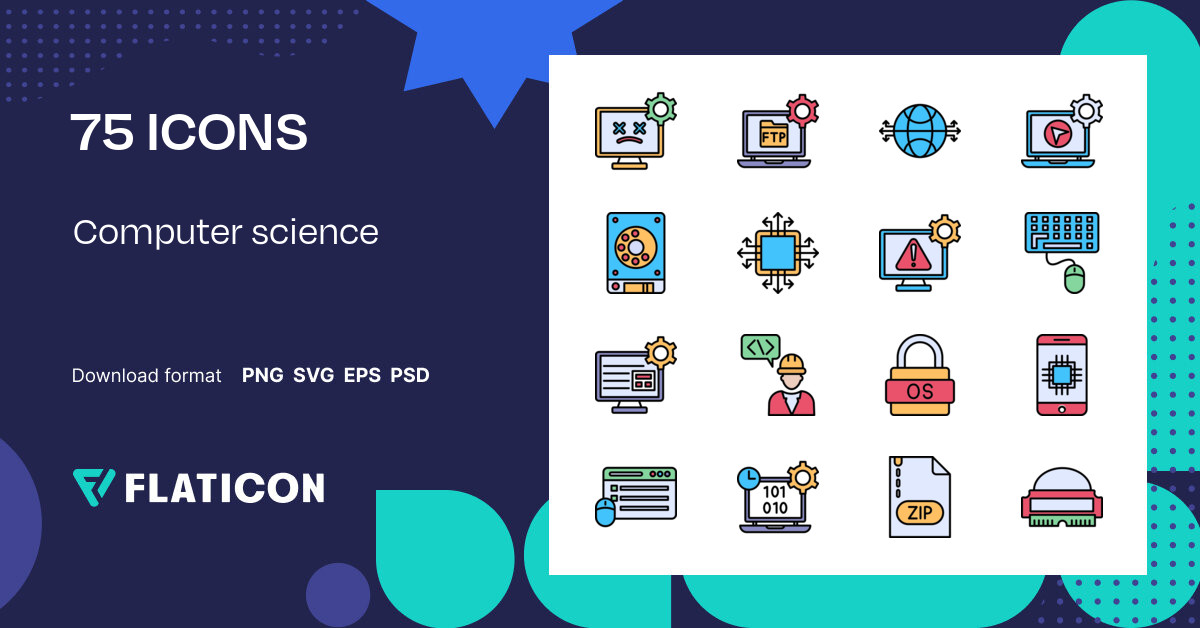 Computer science Icon Pack | Lineal-color | 75 .SVG Icons