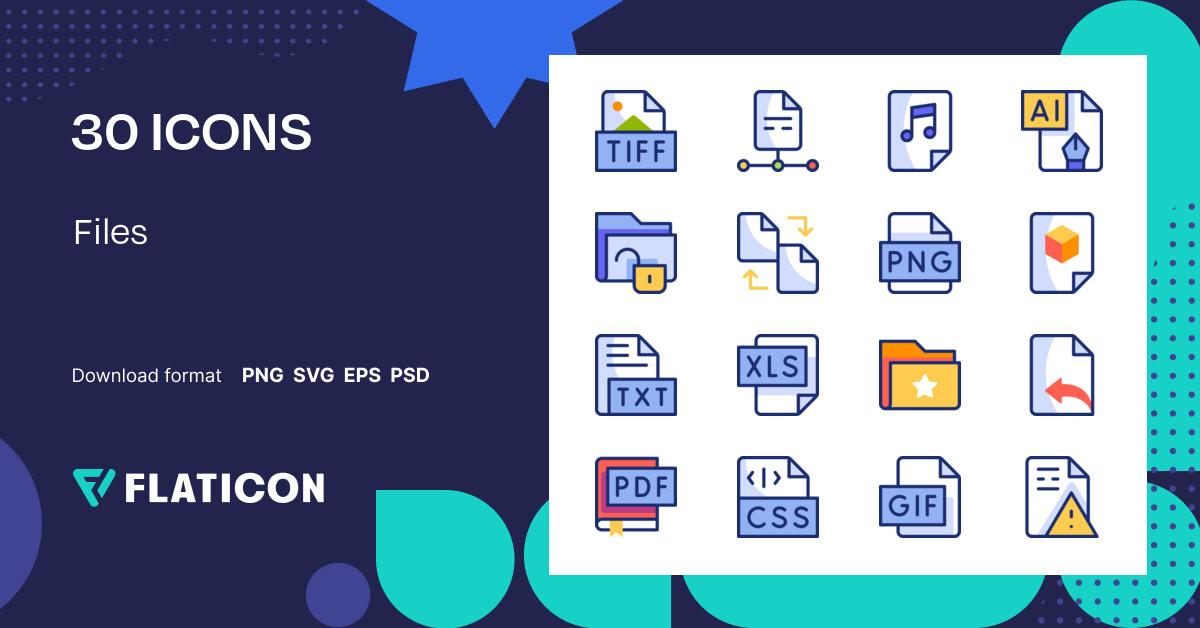 Files Icon Pack | Lineal Color | 30 .SVG Icons